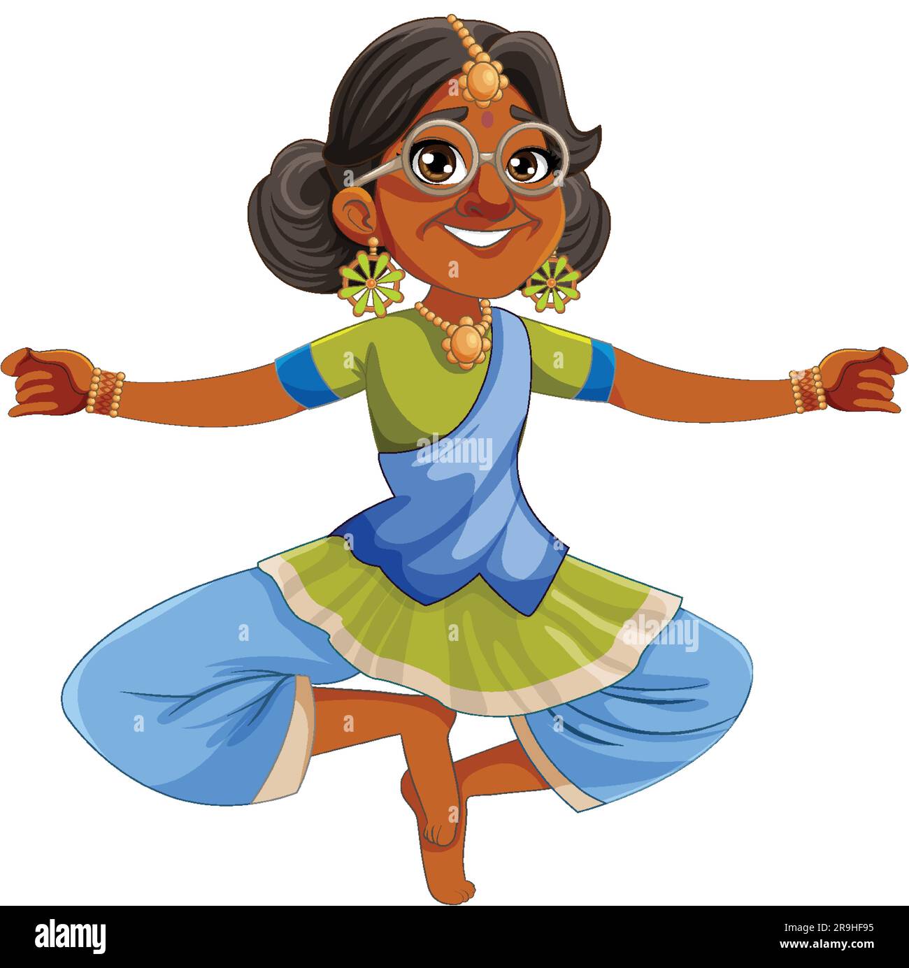 Indian cartoon characters in traditional cultural outfit illustration ...