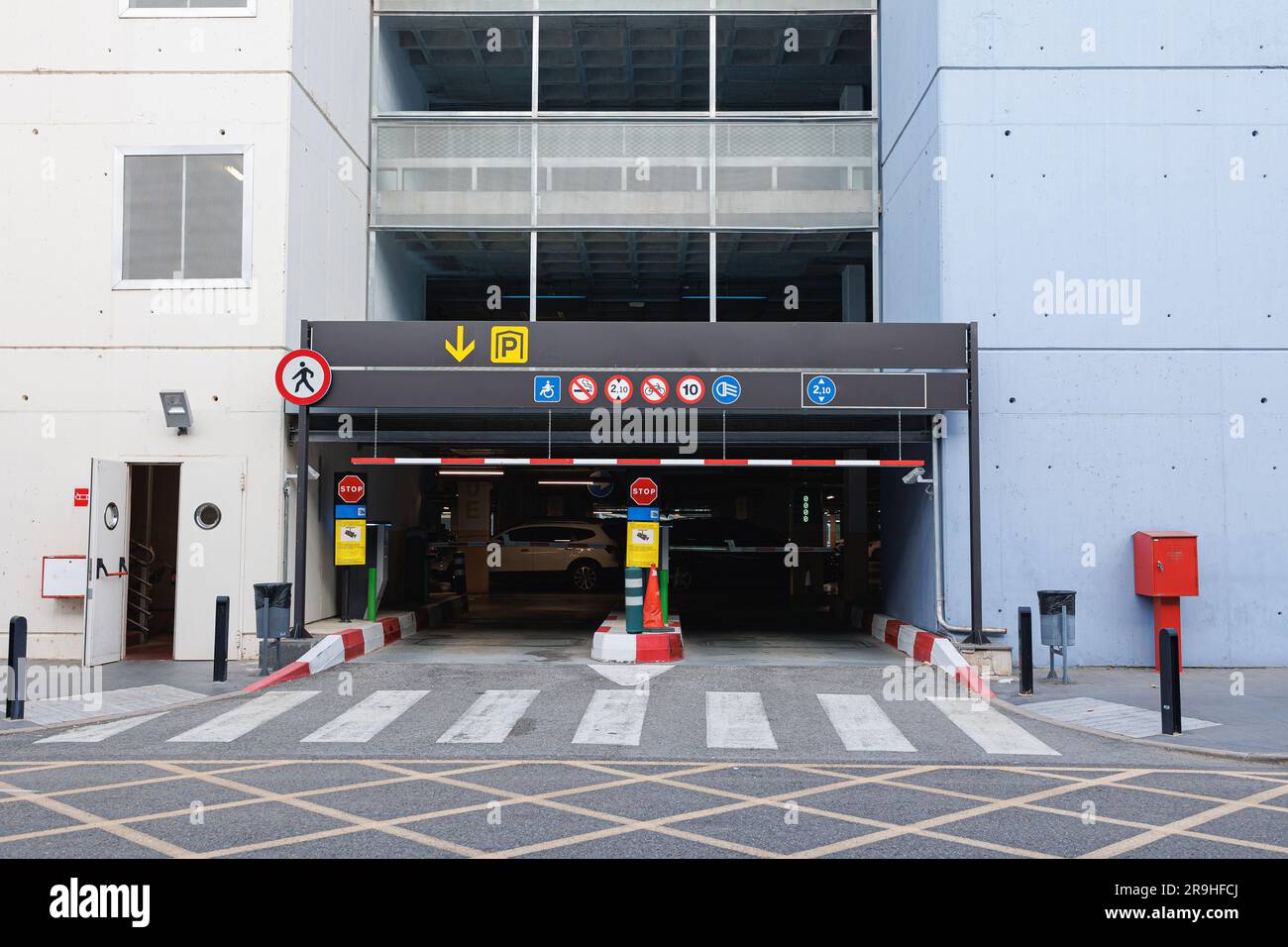 Entrance to a Covered Parking Lot Set up on Several Floors Stock Photo ...