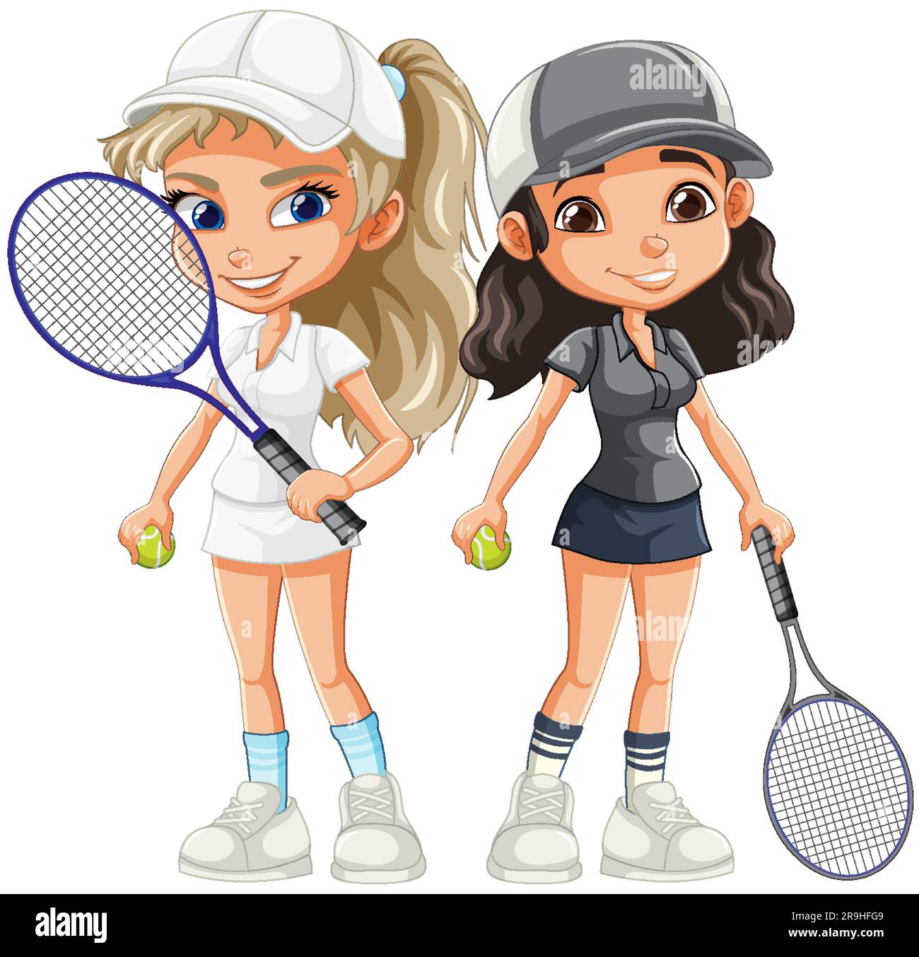 Beautiful female tennis player cartoon character illustration Stock ...