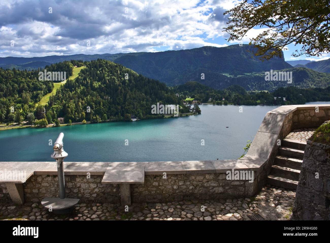 Bled Lake Viewpoint from the Castle - Slovenia Stock Photo - Alamy