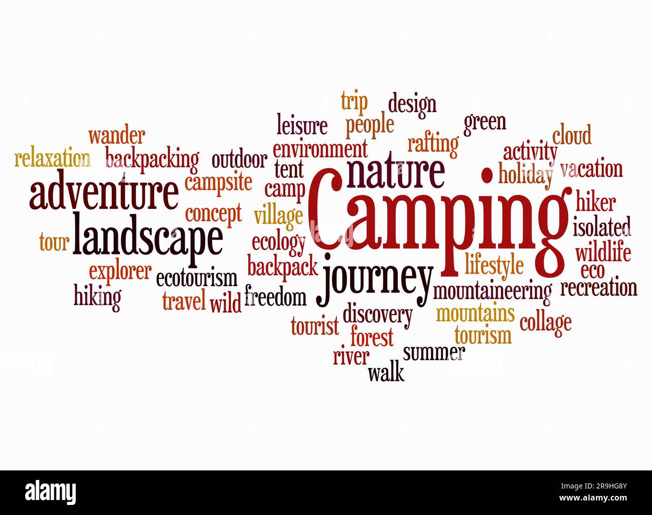 Word Cloud with CAMPING concept create with text only Stock Photo - Alamy