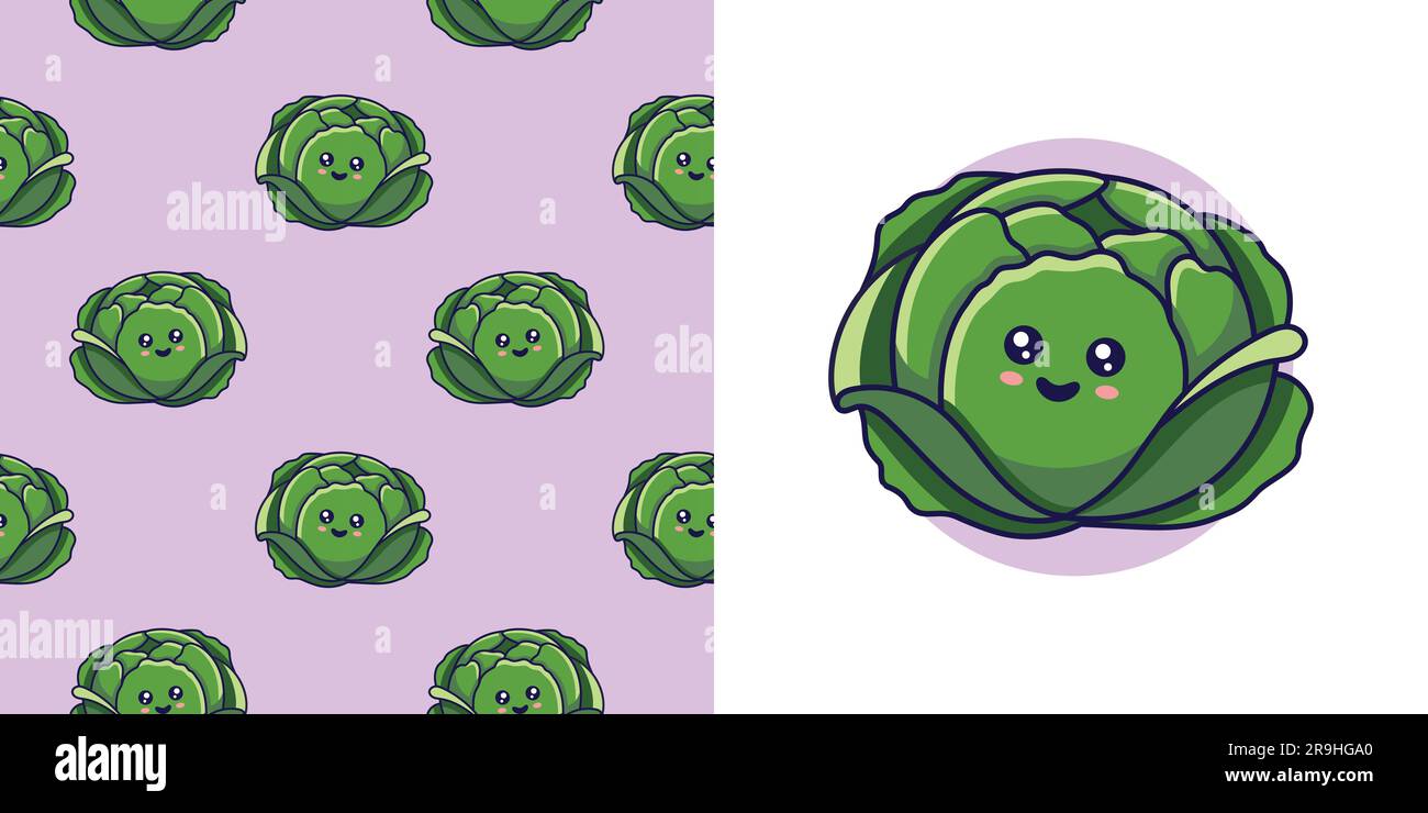Hand drawn Cabbage in doodle style for designing baby clothes. Postcard ...