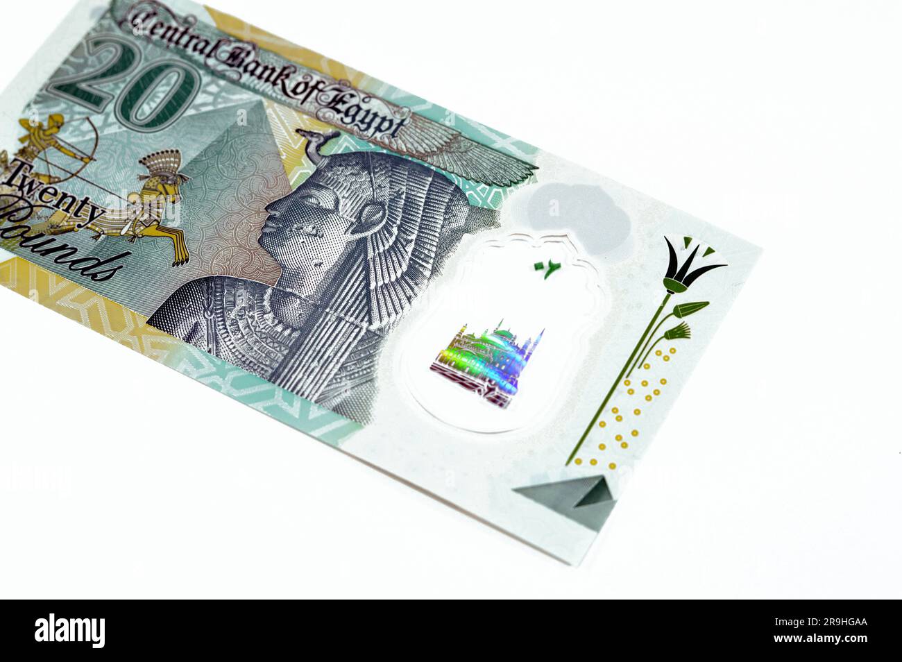 Reverse side of the new Egyptian 20 EGP LE twenty polymer pounds cash ...