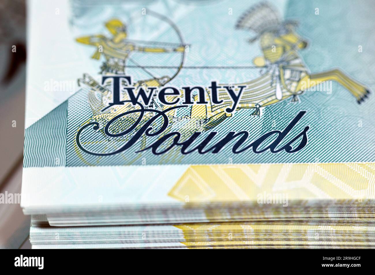 Closeup new Egyptian 20 EGP LE twenty polymer pounds cash money ...
