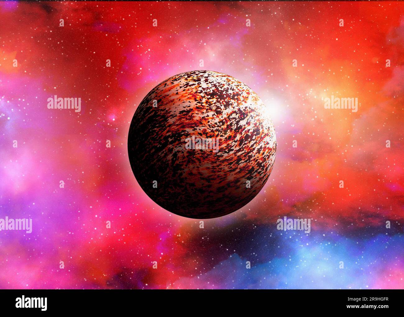 Unknown planet from outer space. Space nebula. Cosmic cluster of stars ...