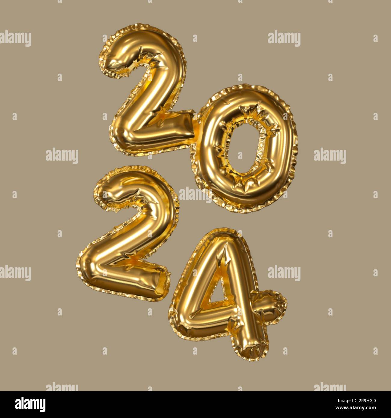 2024 New Year. 3D illustration of numbers 2024. beige background, gold ...