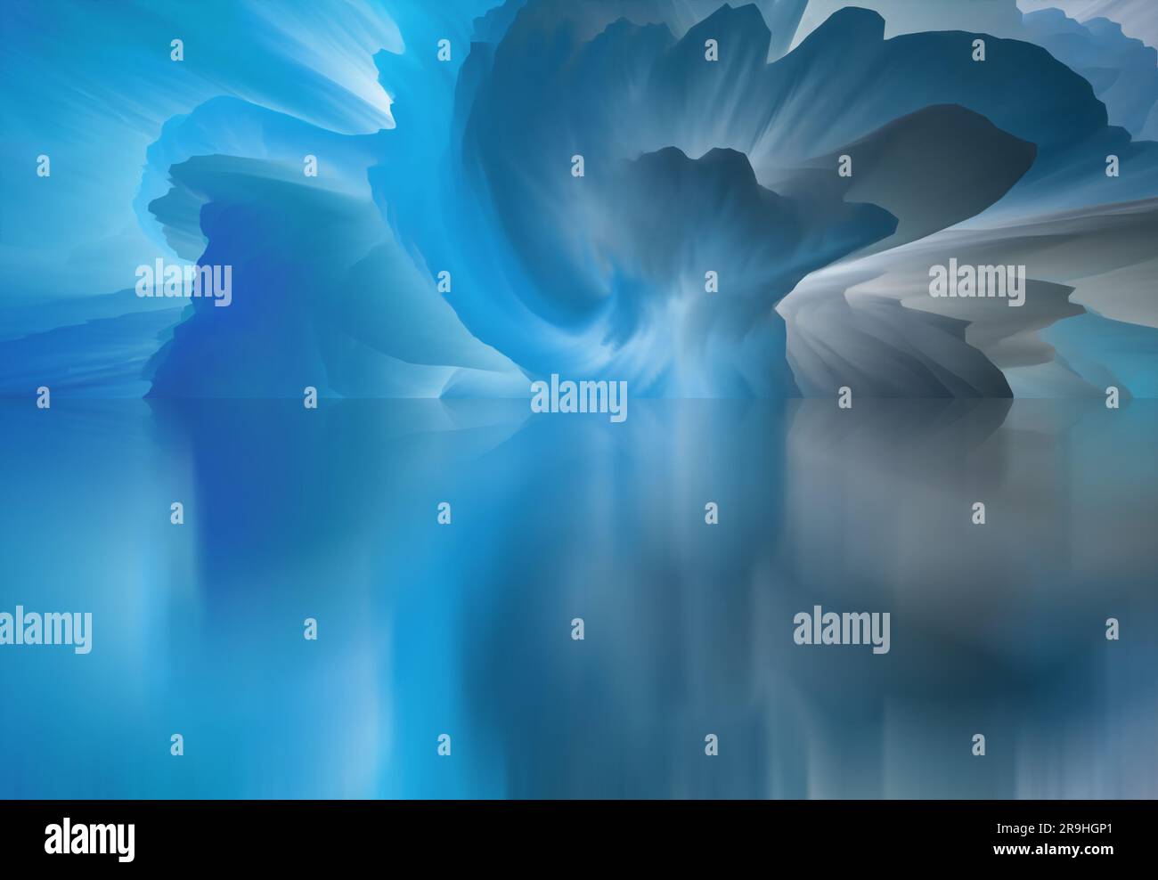 Magical world. Abstract Landscape, surreal lake and reflections. art ...