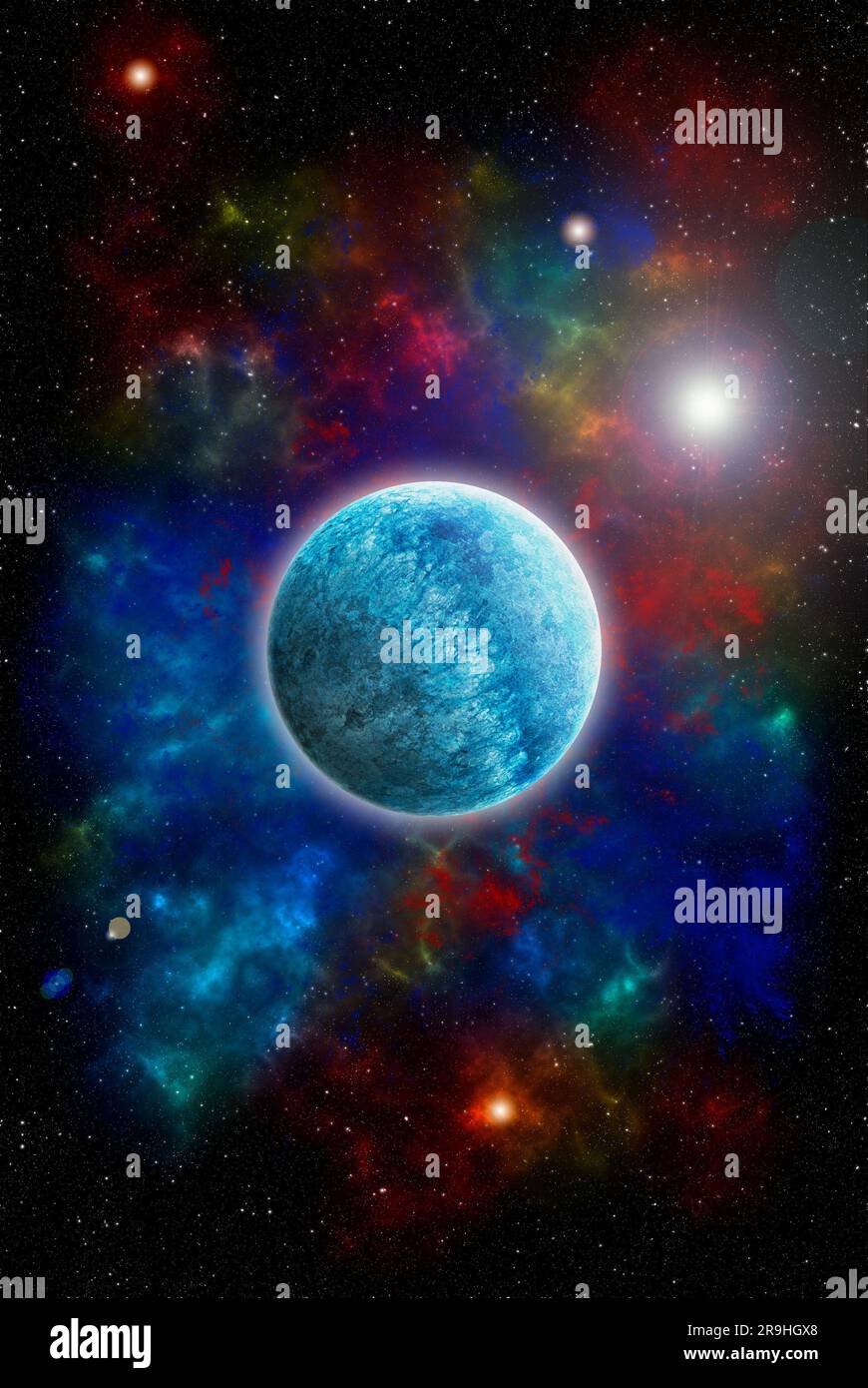 Unknown planet from outer space. Space nebula. Cosmic cluster of stars ...