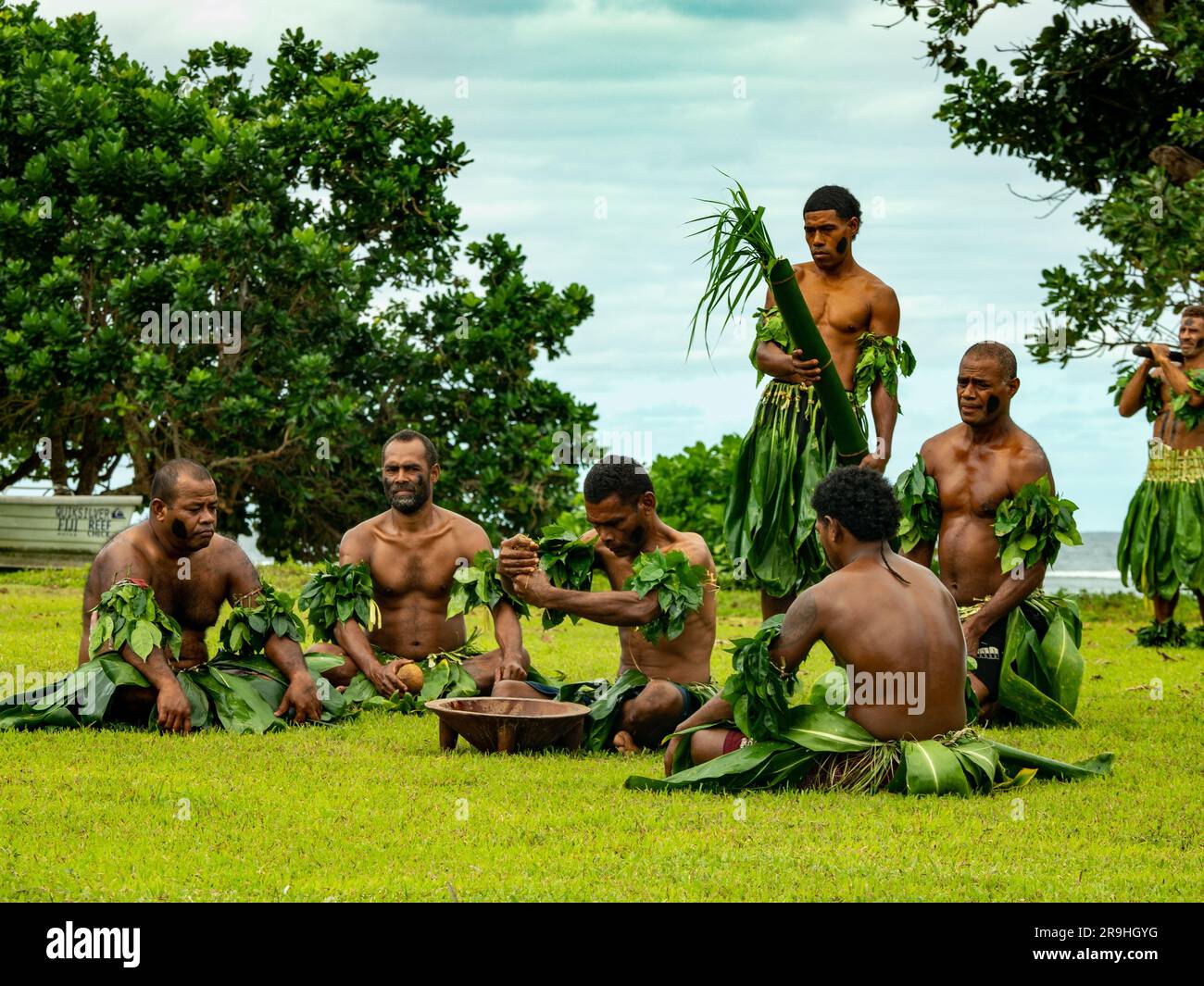 A traditional kava ceremony in the Fijian village of Waitabu, Taveuni ...