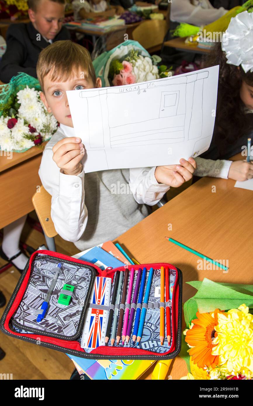 Back to school 1 September objects and elements for school Stock Photo ...