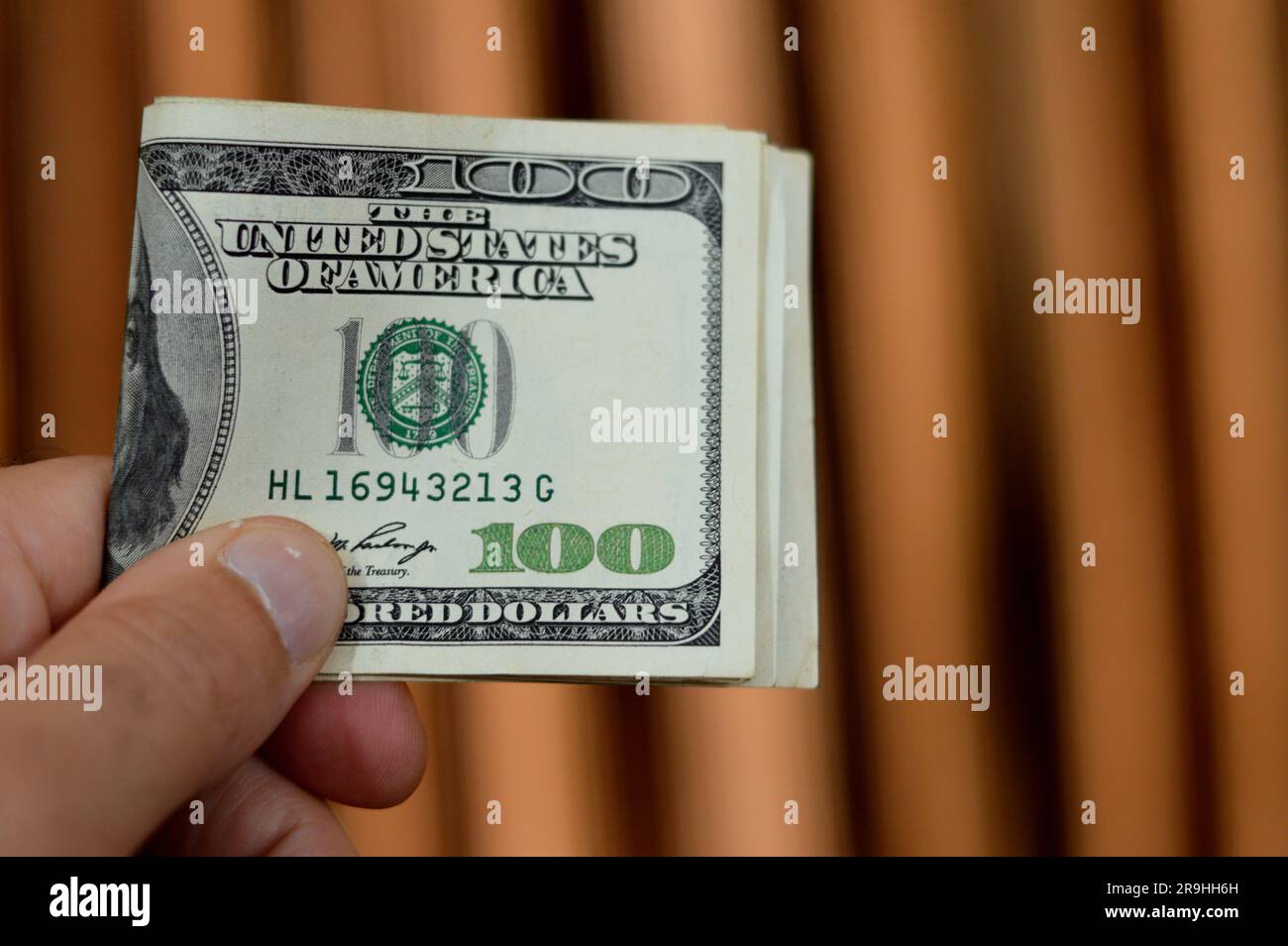 Folded 100 one hundred dollar banknote currency cash money old series ...