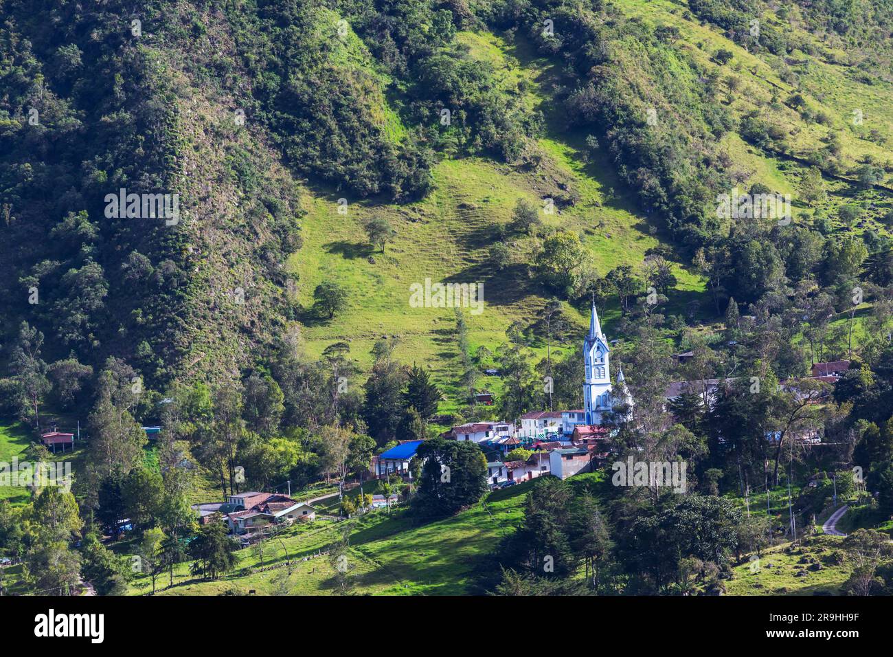 Beautiful small colonial village in Colombian mountains, South America ...