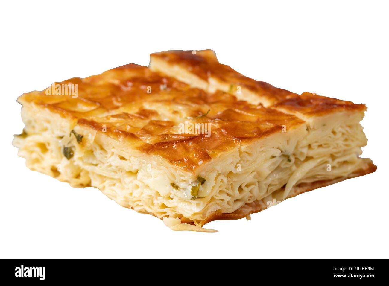 Turkish Su Boregi or Tabla borek with cheese. Turkish Patty isolated on ...