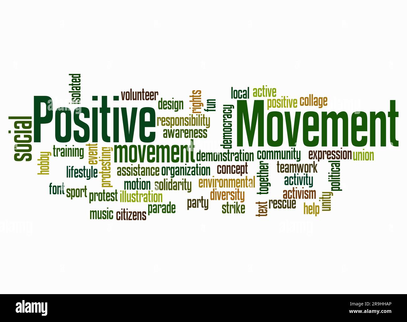 Word Cloud with POSITIVE MOVEMENT concept create with text only Stock ...