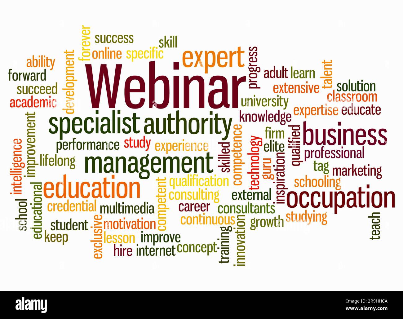 Word Cloud with WEBINAR concept create with text only Stock Photo - Alamy