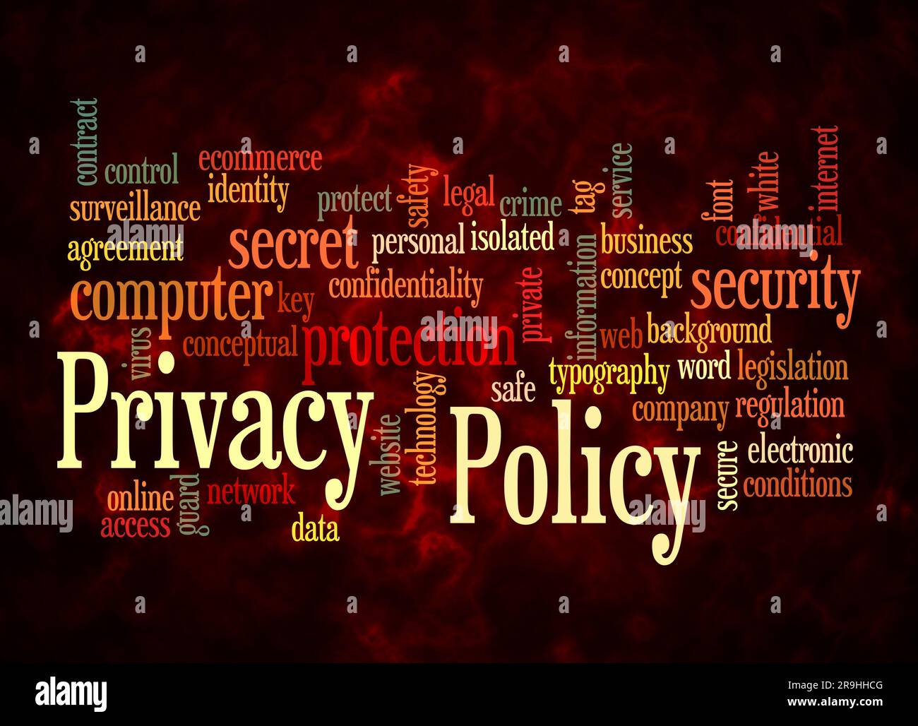 Word Cloud with PRIVACY POLICY concept create with text only Stock ...