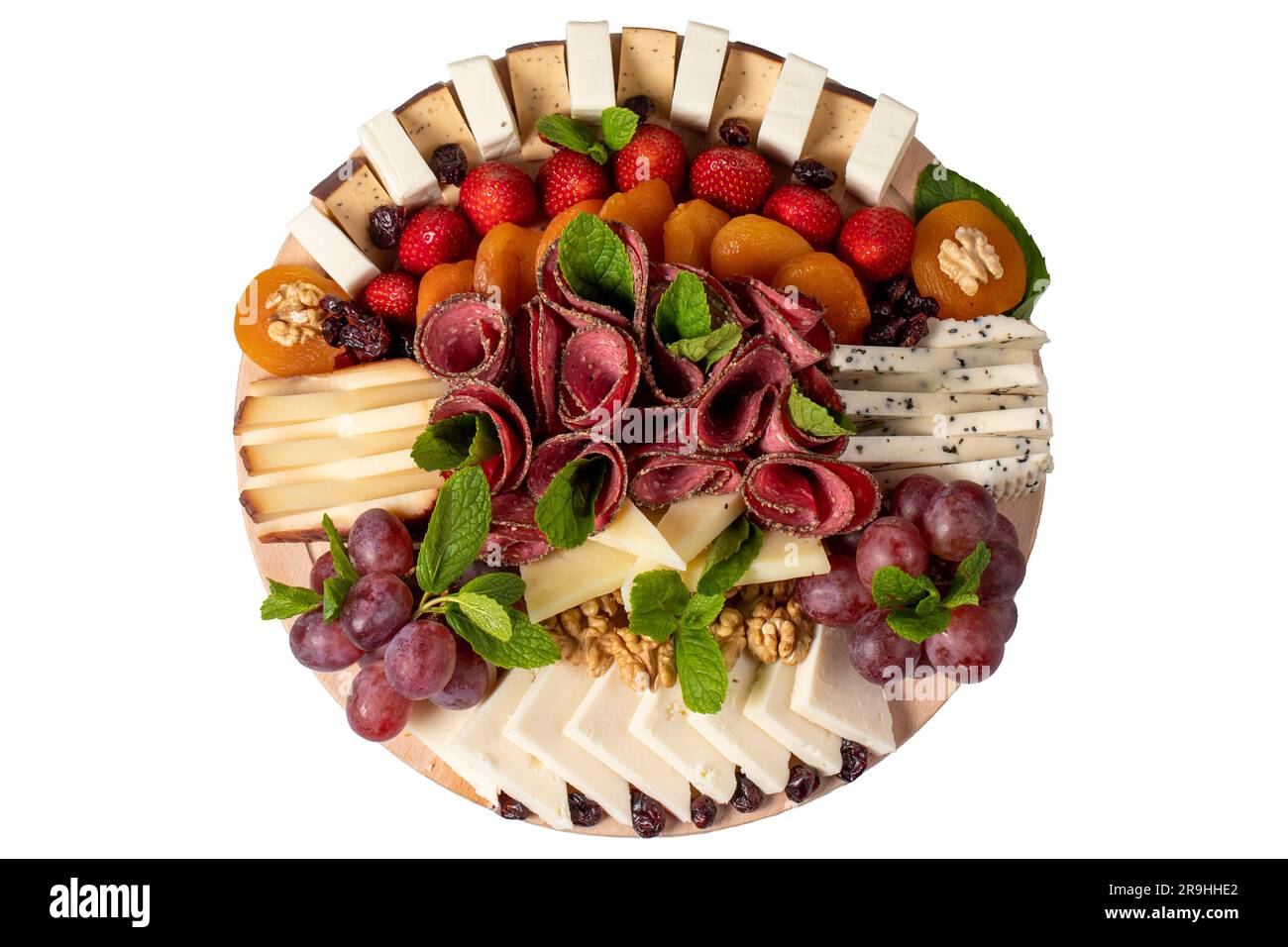 Cold Smoked Meat Plate isolated on white background. antipasto set ...