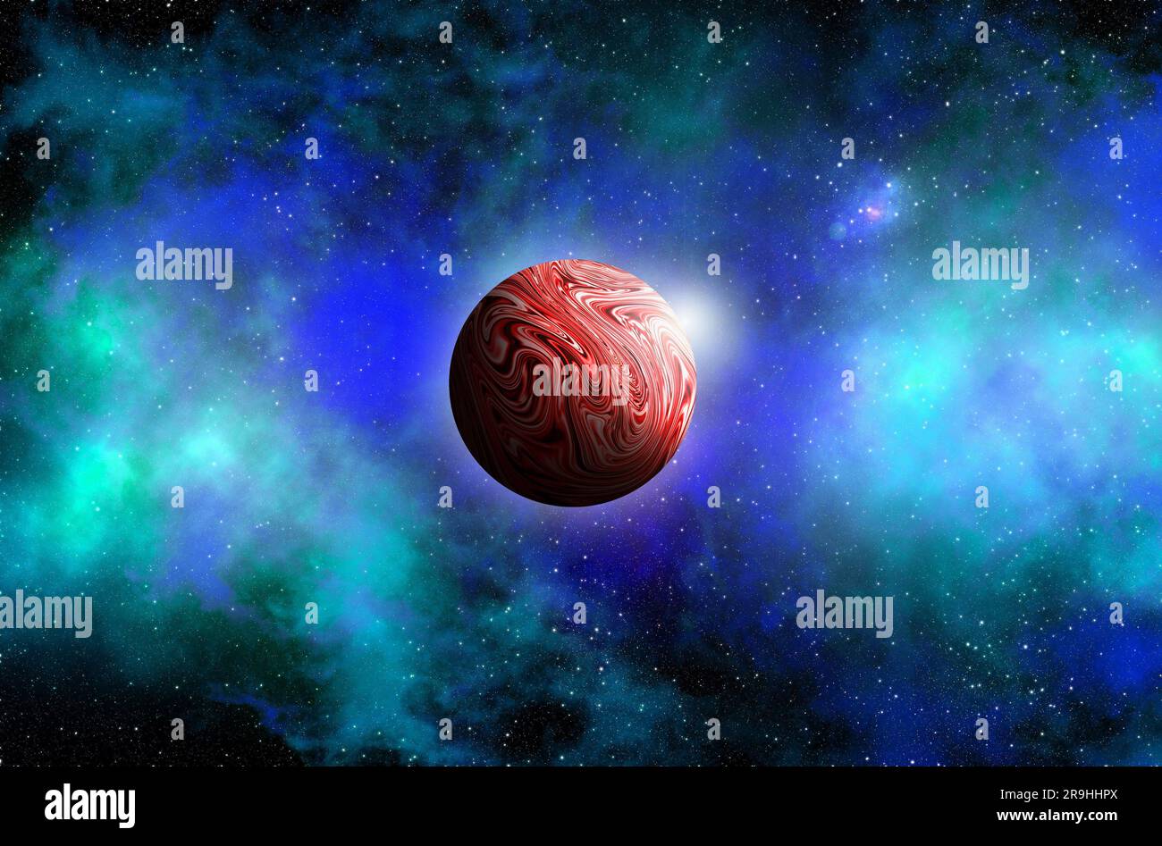 Unknown planet from outer space. Space nebula. Cosmic cluster of stars ...