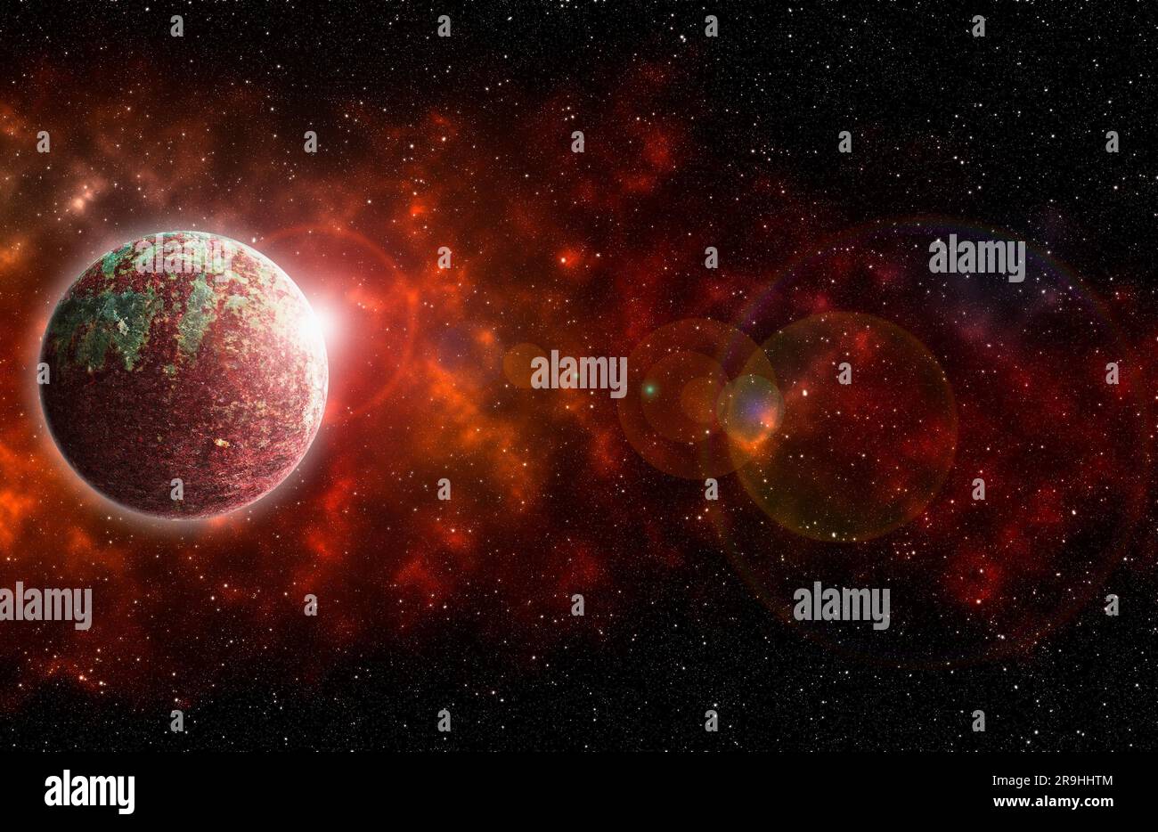 Unknown planet from outer space. Space nebula. Cosmic cluster of stars ...