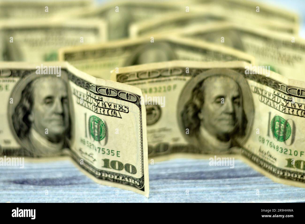 pile of 100 one hundred dollar banknote currency cash money old series ...