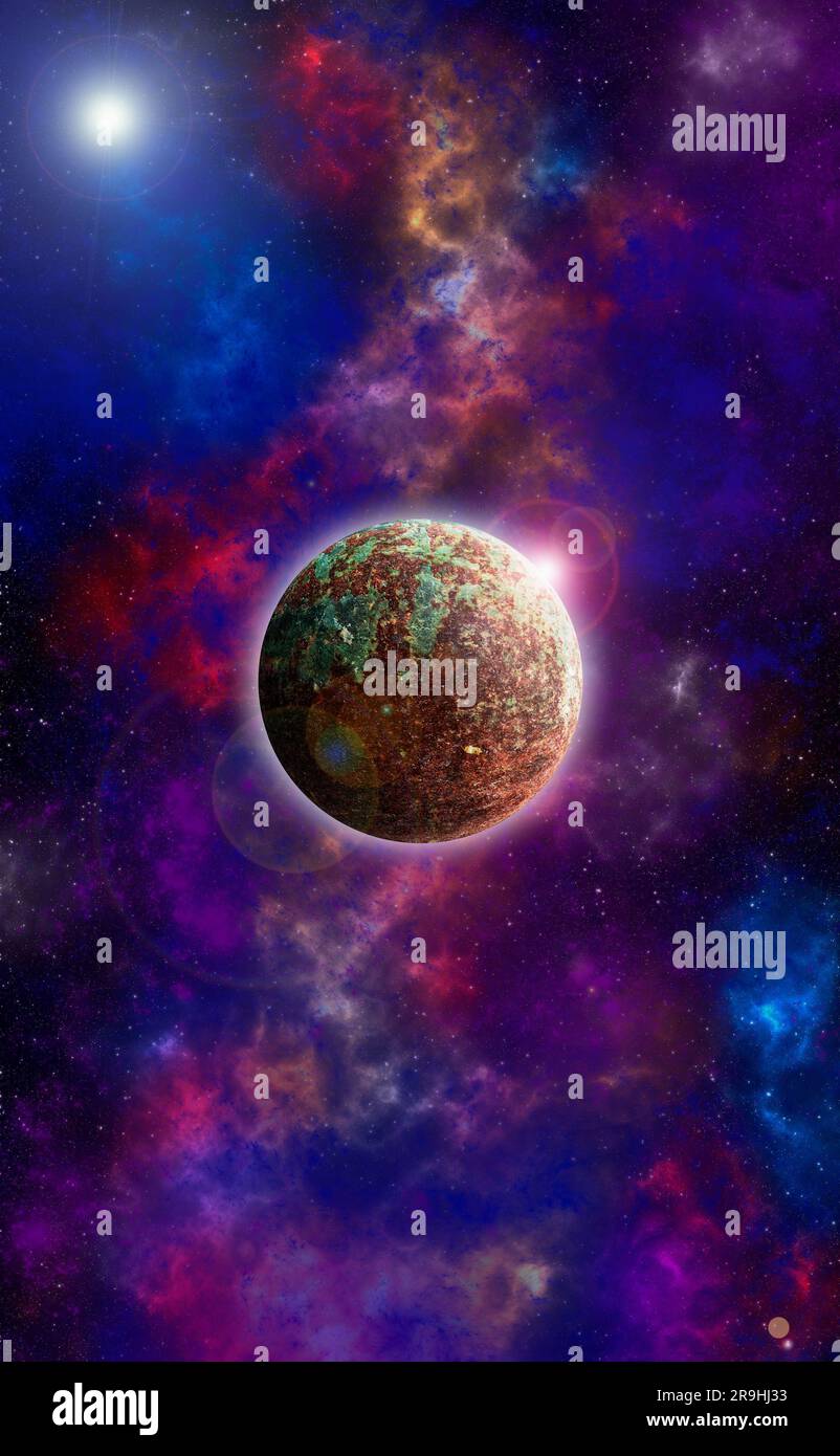 Unknown planet from outer space. Space nebula. Cosmic cluster of stars ...