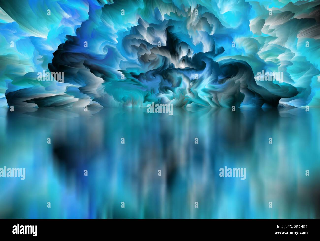 Magical world. Abstract Landscape, surreal lake and reflections. art ...