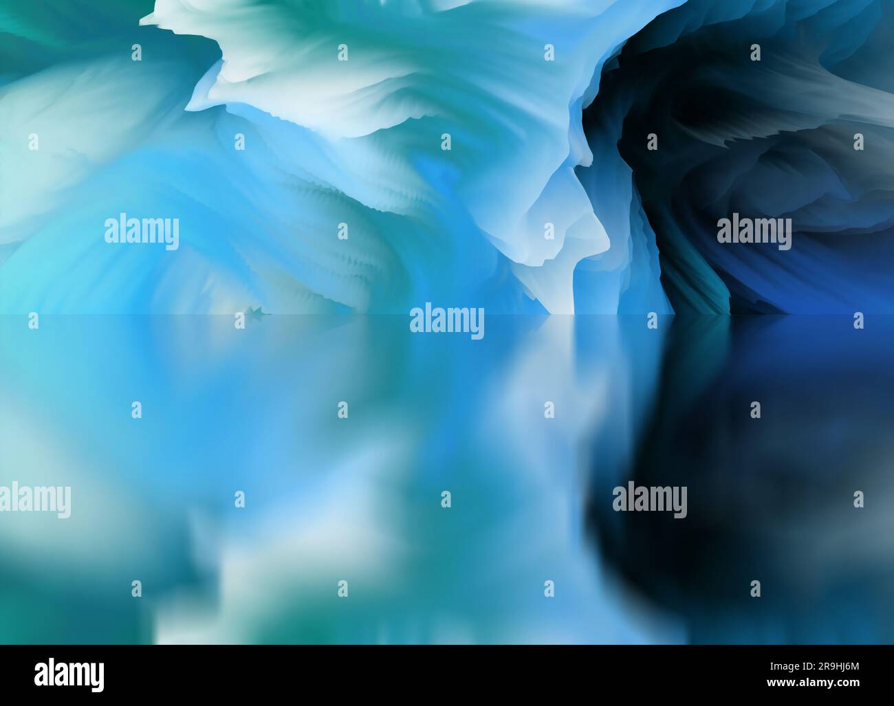 Magical world. Abstract Landscape, surreal lake and reflections. art ...