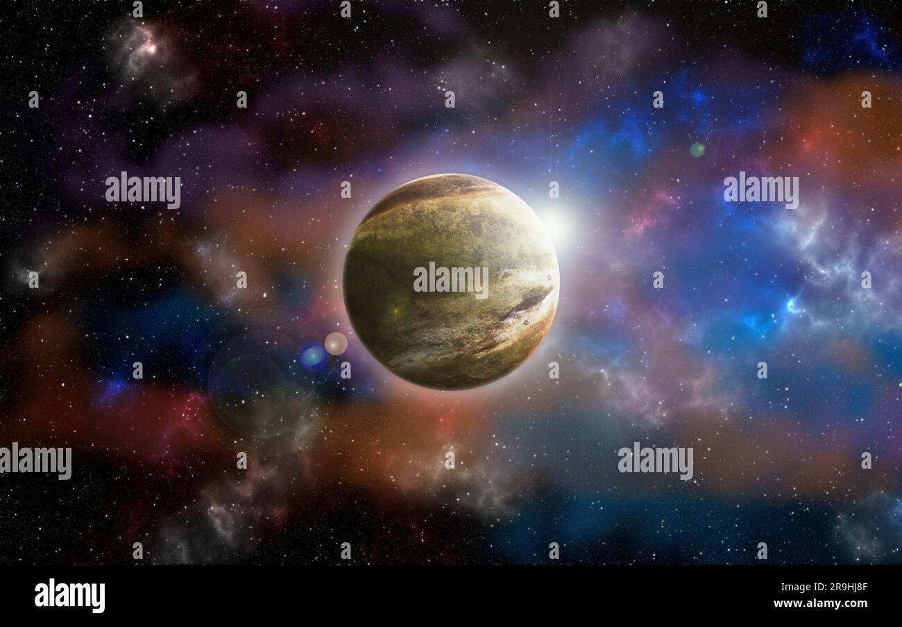 Unknown planet from outer space. Space nebula. Cosmic cluster of stars ...