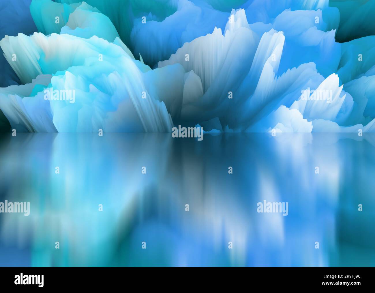 Magical world. Abstract Landscape, surreal lake and reflections. art ...