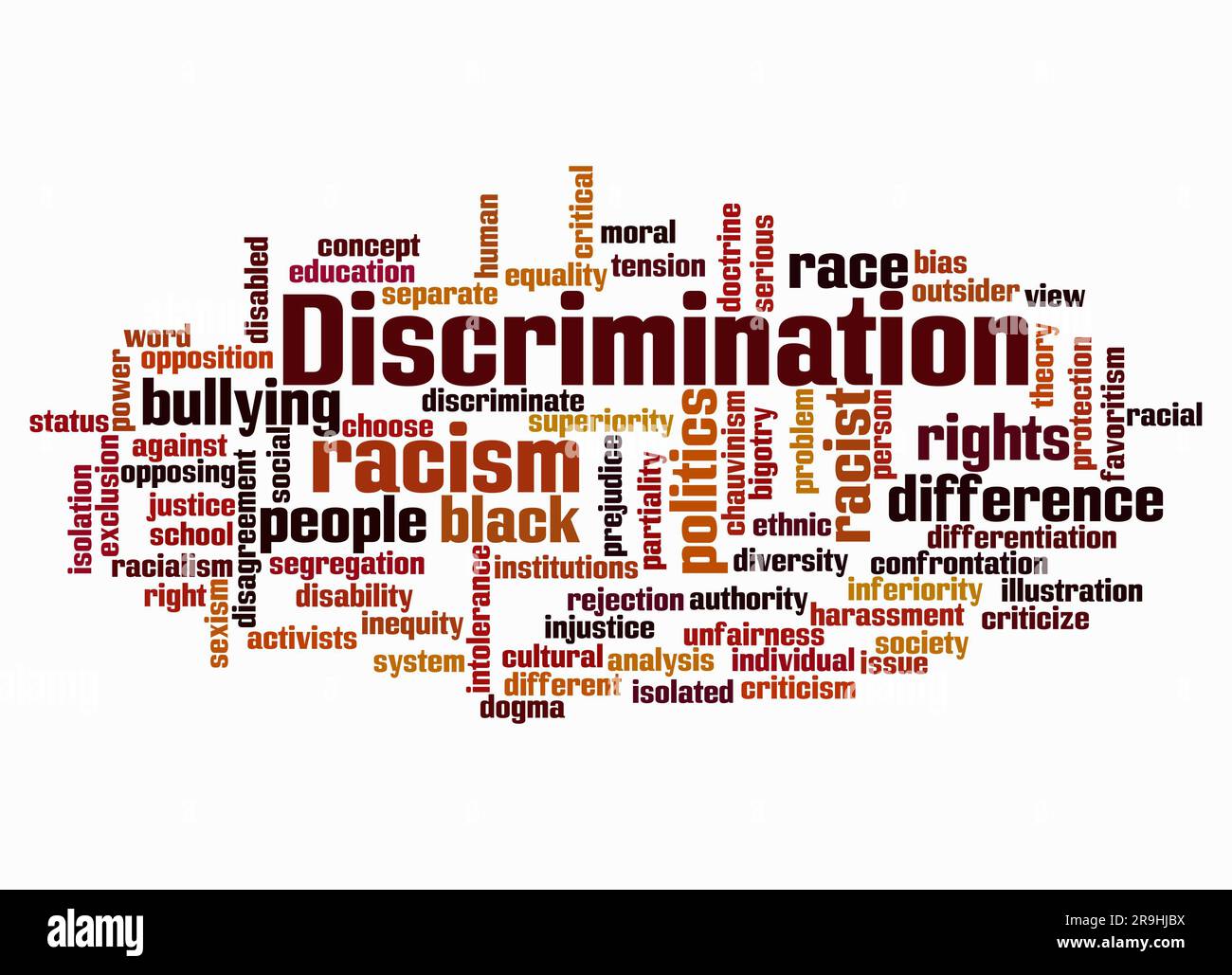 Word Cloud With Discrimination Concept Create With Text Only Stock