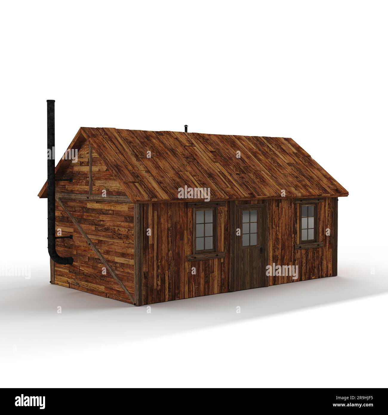 A 3D rendered scale model of an old rustic house Stock Photo - Alamy