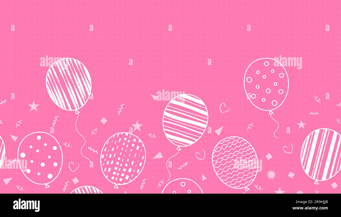 Balloons seamless vector design. Birthday party balloon in pink color ...