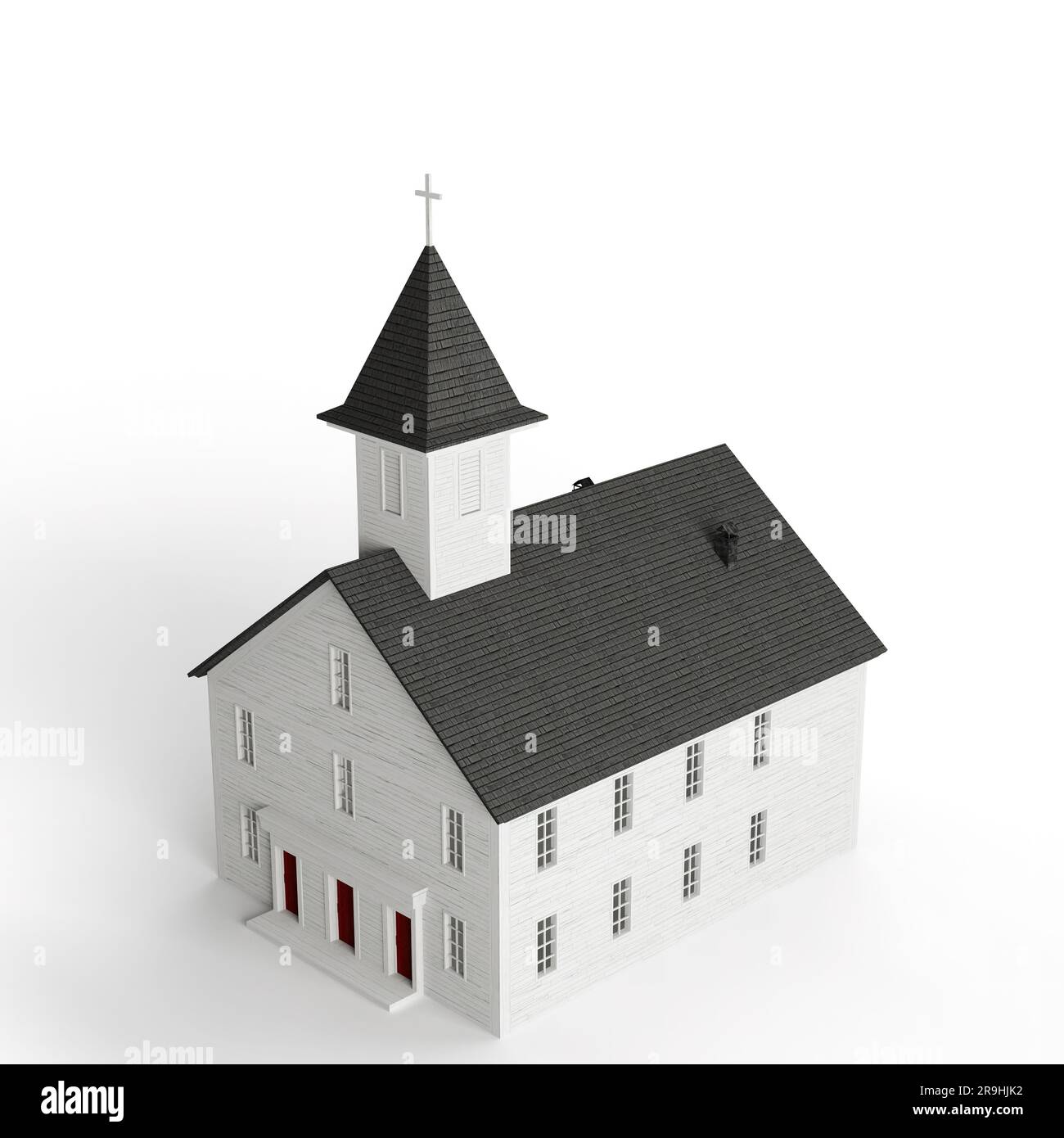 A 3D rendered white traditional church scale model Stock Photo - Alamy