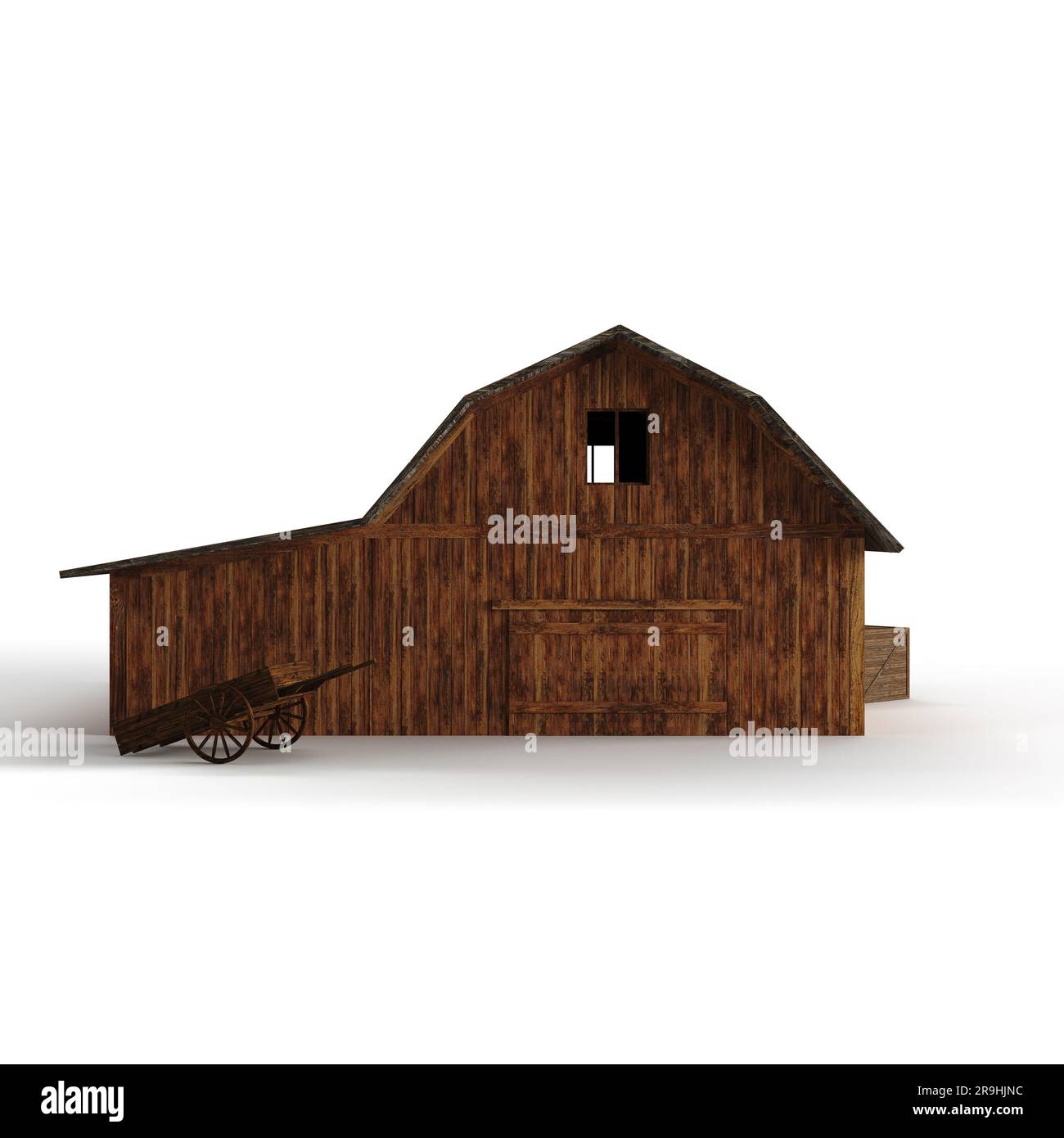A 3D rendered scale model of an old barn Stock Photo - Alamy