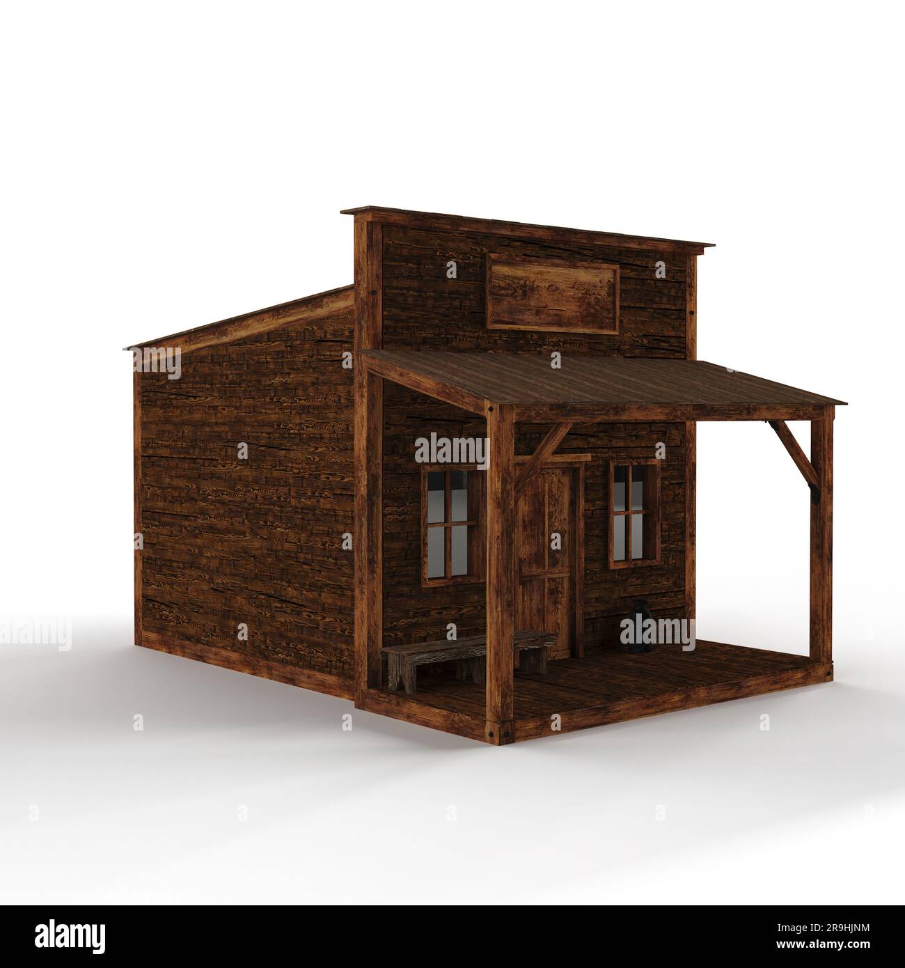 A 3D rendered scale model of an old wild west style building Stock ...