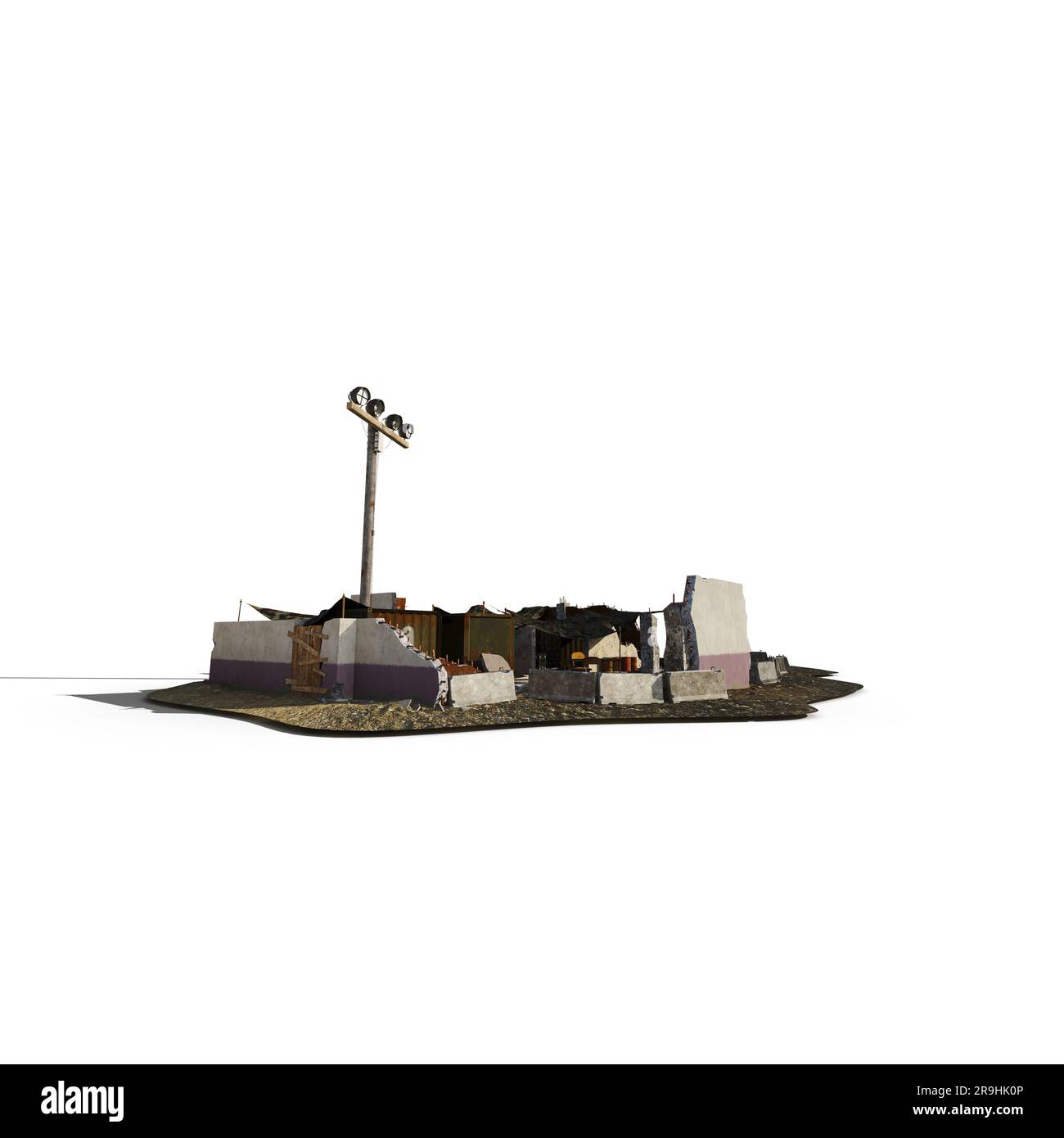 A 3D rendered scale model of an abandoned post-war area Stock Photo - Alamy