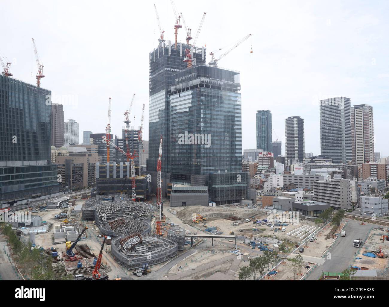 A photo shows under construction site in front of Osaka Station in ...