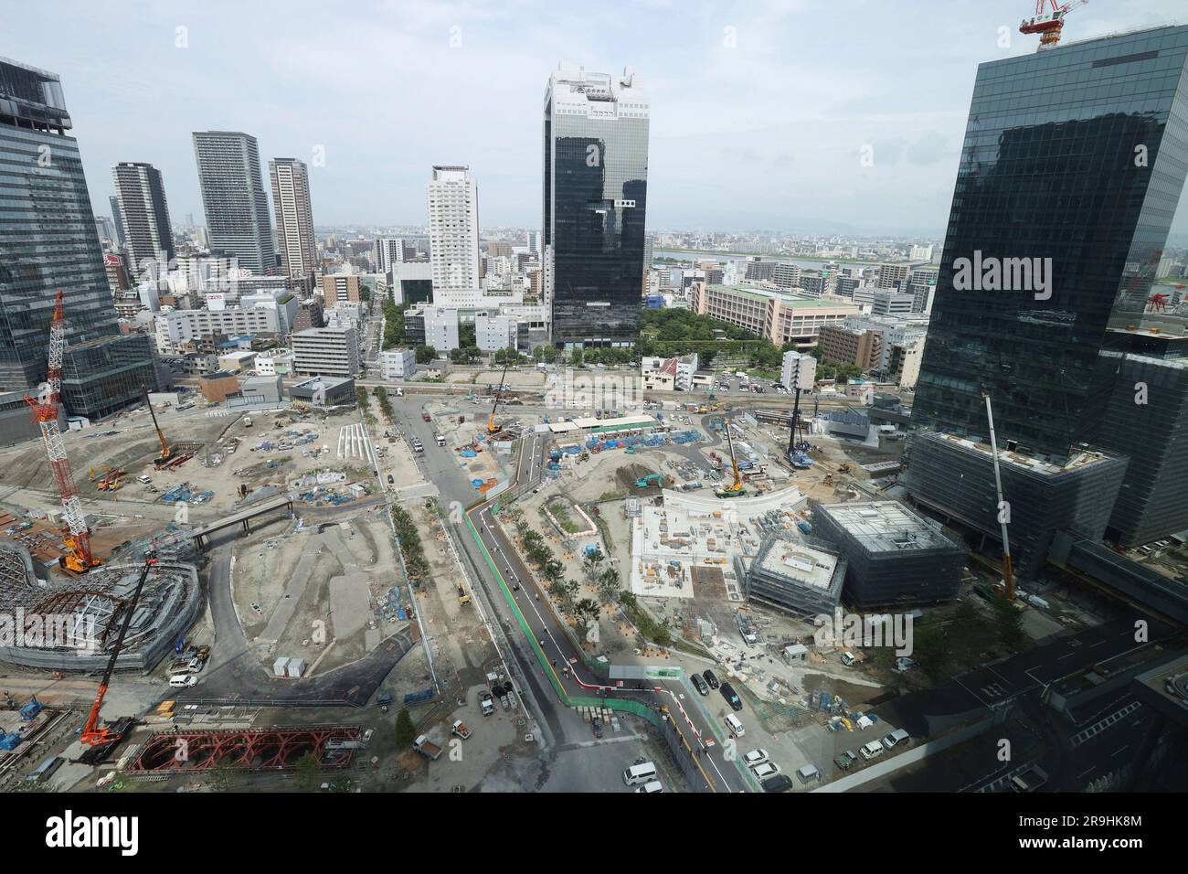 A photo shows under construction site in front of Osaka Station in ...