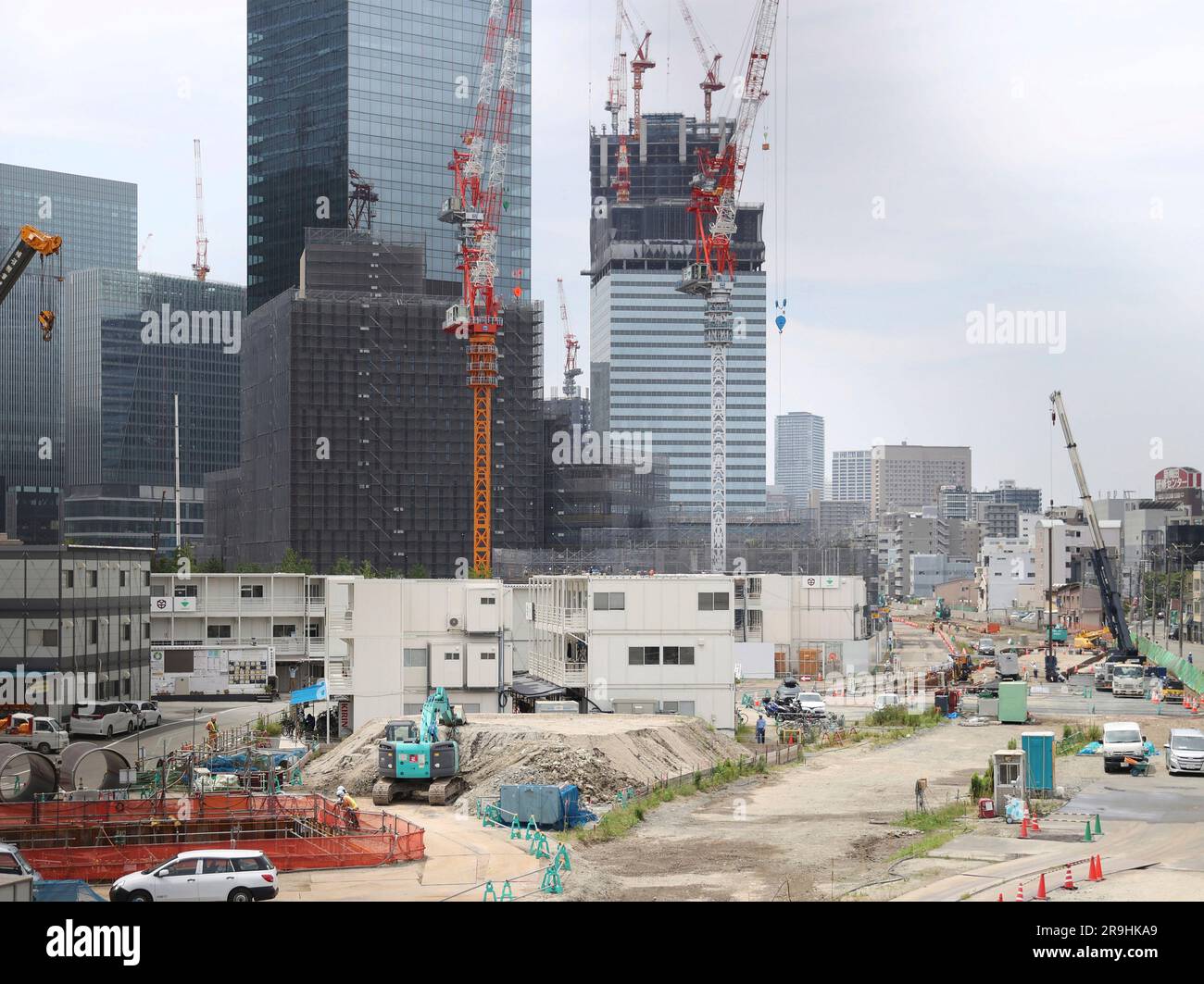 A photo shows under construction site in front of Osaka Station in ...