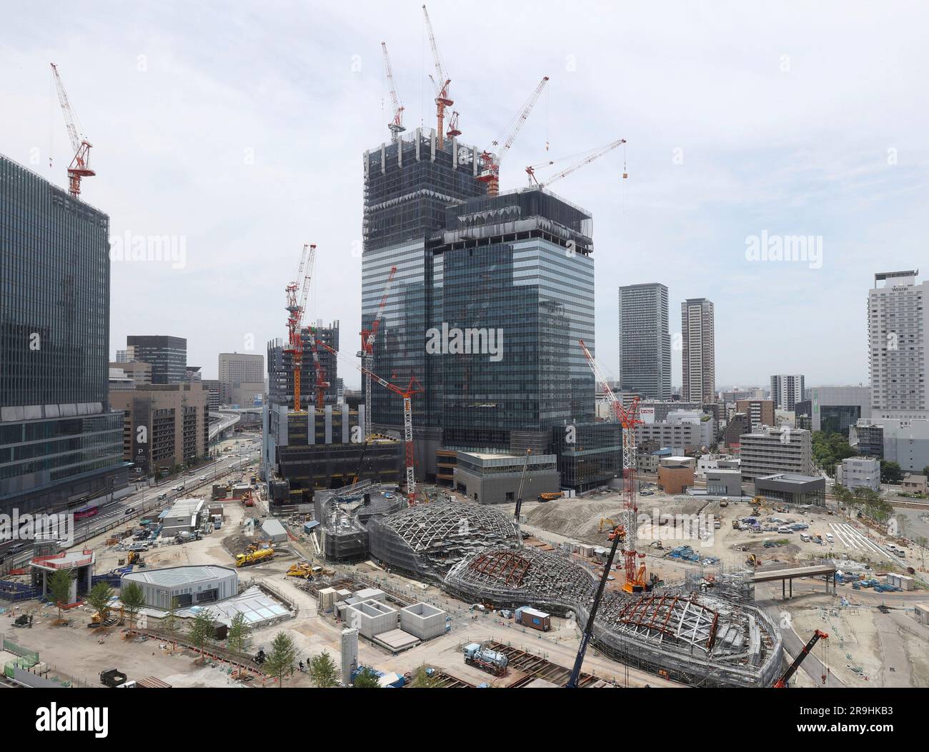 A photo shows under construction site in front of Osaka Station in ...