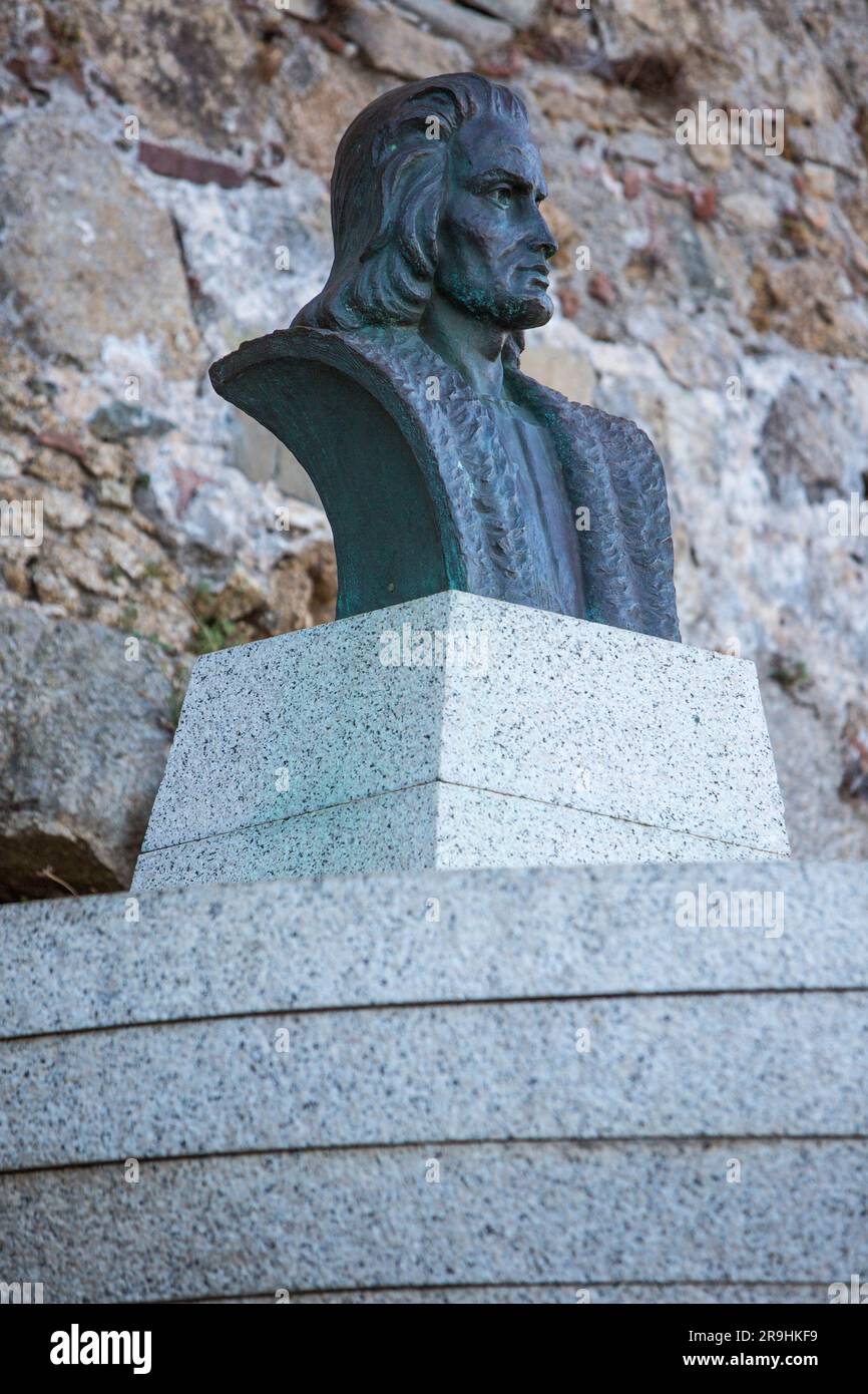 FRANCE. HAUTE-CORSE (2B) CALVI; CHRISTOPHER COLOMBUS STATUE (IS BORN ...