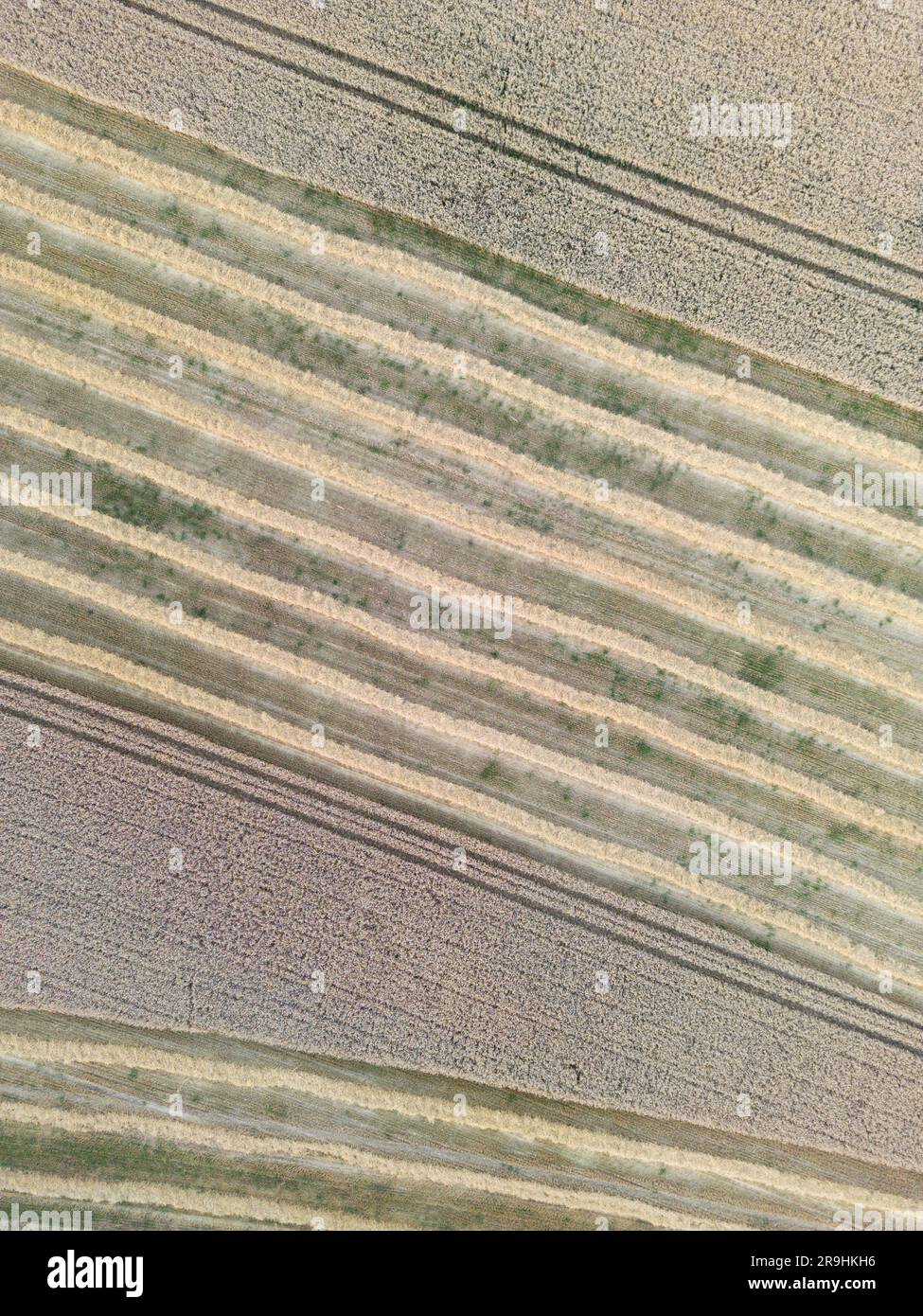 Aerial images of British farmland showing field boundaries and vehicle ...