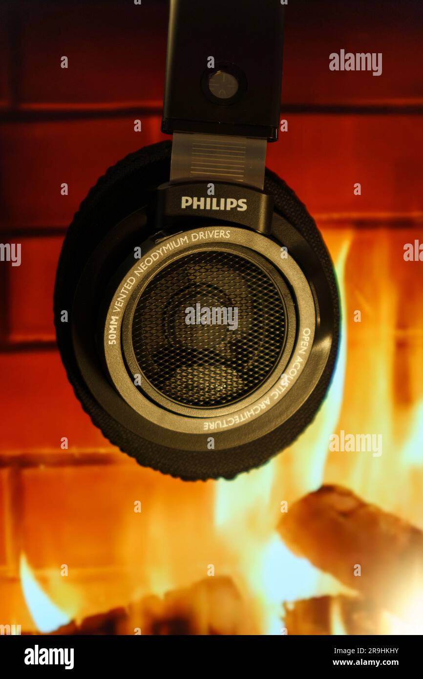 Tyumen, Russia-June 10, 2023: Philips SHP9500 headphones. Philips N.V ...