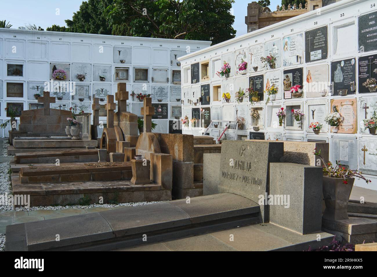 Tenerife, Spain - June 27, 2023: Christian cemetery with multiple ...