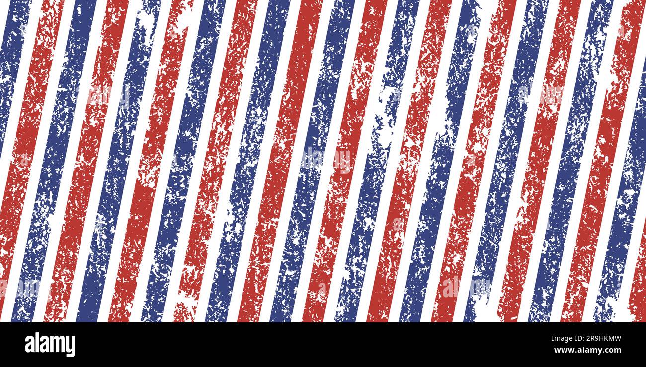 Vintage barbershop seamless pattern in blue, red and white colors with ...