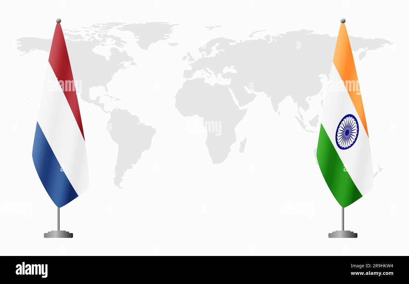 Netherlands and India flags for official meeting against background of ...