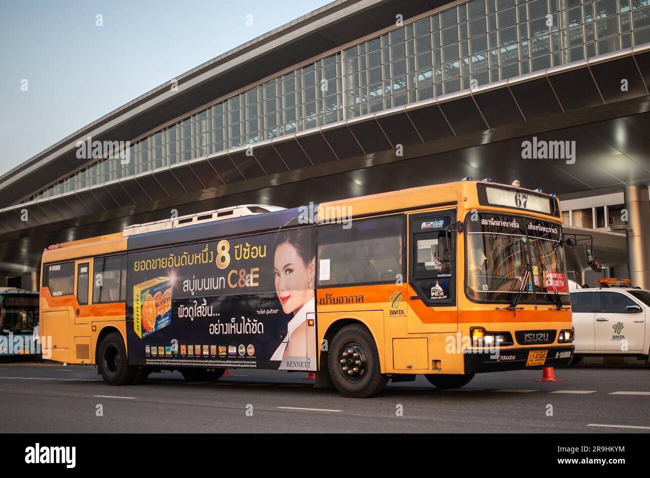 Bangkok, Thailand - January 20, 2023: Shuttle bus in front of the Bang ...