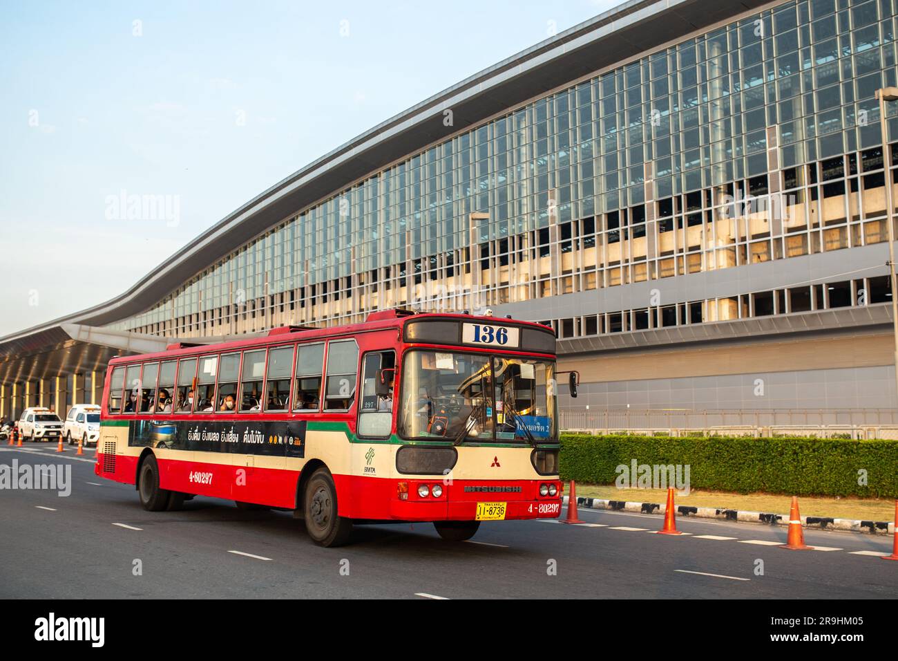Bangkok, Thailand - January 20, 2023: Shuttle bus in front of the Bang ...