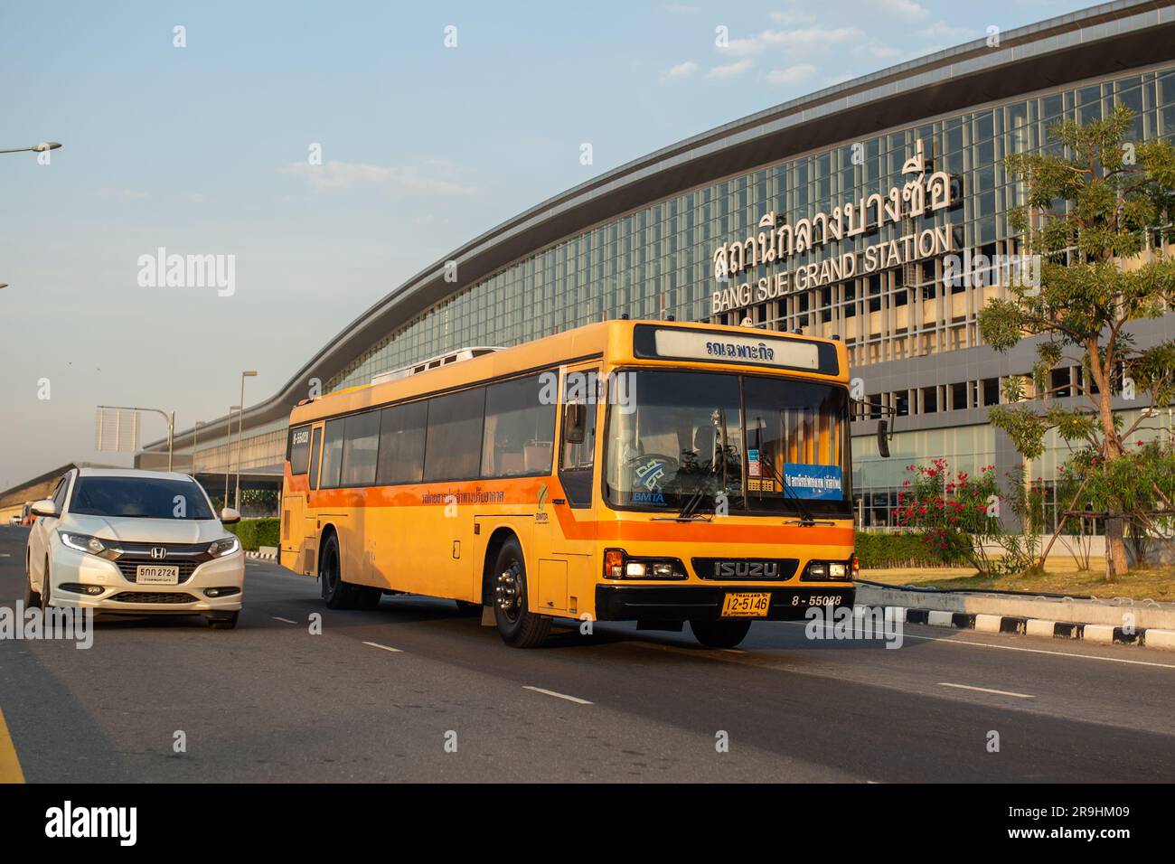 Bangkok, Thailand - January 20, 2023: Shuttle bus in front of the Bang ...