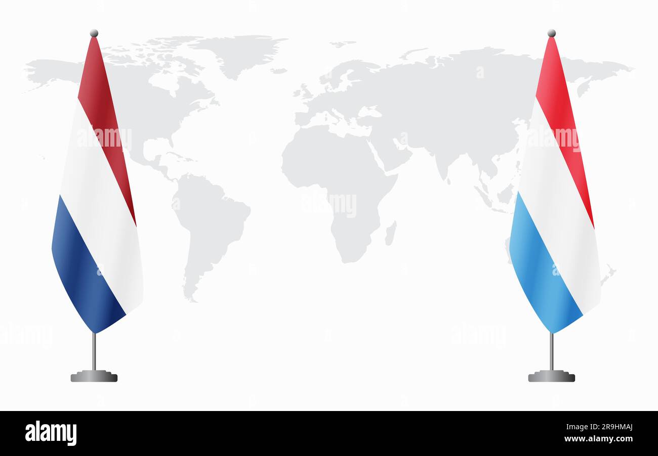 Netherlands and Luxembourg flags for official meeting against ...